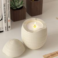 China Striped Egg Shaped Gypsum Storage Jar Silicone Mold DIY Easter Aroma Diffuser Wax Candle Holder Decoration Mold for sale