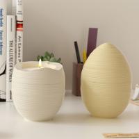 China Striped Egg Shaped Gypsum Storage Jar Silicone Mold DIY Easter Aroma Diffuser Wax Candle Holder Decoration Mold for sale