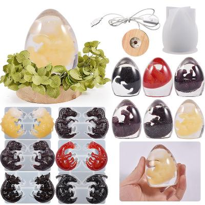 China DIY Crystal Dropper Egg Shaped Dragon Egg Dragon Baby Integrated Starry Sky Ball Night Light Mirror Silicone Mold for sale