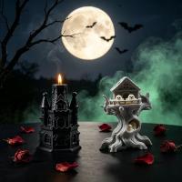 China DIY Halloween Ghost Treehouse Castle Haunted House Scented Candles Gypsum Decorations Silicone Molds Wholesale for sale