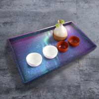China DIY Crystal Resin Mold Rectangular Coaster Tray Tea Set Display Container Silicone Mold Wholesale for sale