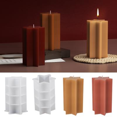 China DIY Aromatherapy Gypsum Candle Table Silicone Mold Dropping Glue Hexagram Column Resin Dry Flower Jewelry Pendant Mold for sale
