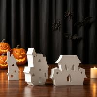China Cross Border New Product Halloween Castle Candle Silicone Mold DIY Five Link Ghost House Decoration Gypsum Mold for sale