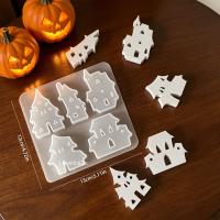 China Cross Border New Product Halloween Castle Candle Silicone Mold DIY Five Link Ghost House Decoration Gypsum Mold for sale
