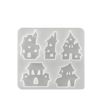 China Cross Border New Product Halloween Castle Candle Silicone Mold DIY Five Link Ghost House Decoration Gypsum Mold for sale
