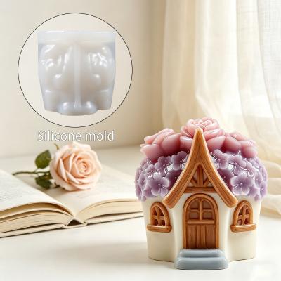 China Cross Border New Rose Blossom House Silicone Mold Aromatherapy Candle DIY Mold Factory Direct Supply for sale