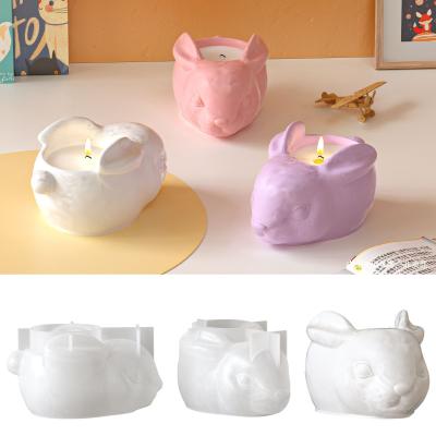 China Easter Rabbit Storage Box Gypsum Silicone Mold DIY Aromatherapy Candle Cup Fragrance Stone Ornament Dropping Mold for sale