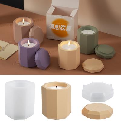 China DIY Handmade Gypsum Cement Aromatherapy Candle Cup Gypsum Storage Jar Mirror Silicone Mold Creative Ornament for sale