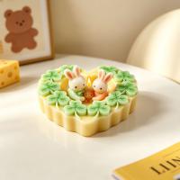 China Love Clover Rabbit Family Candle Cup Silicone Mold DIY Aromatherapy Gypsum Storage Ornament Mold for sale