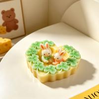 China Love Clover Rabbit Family Candle Cup Silicone Mold DIY Aromatherapy Gypsum Storage Ornament Mold for sale