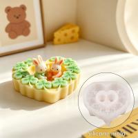 China Love Clover Rabbit Family Candle Cup Silicone Mold DIY Aromatherapy Gypsum Storage Ornament Mold for sale