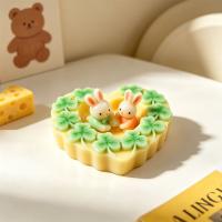China Love Clover Rabbit Family Candle Cup Silicone Mold DIY Aromatherapy Gypsum Storage Ornament Mold for sale