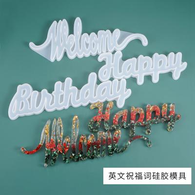 China DIY Crystal Dropping Mold English Blessing Words Welcome Birthday Listing Door Number Silicone Mold for sale