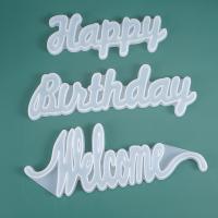 China DIY Crystal Dropping Mold English Blessing Words Welcome Birthday Listing Door Number Silicone Mold for sale