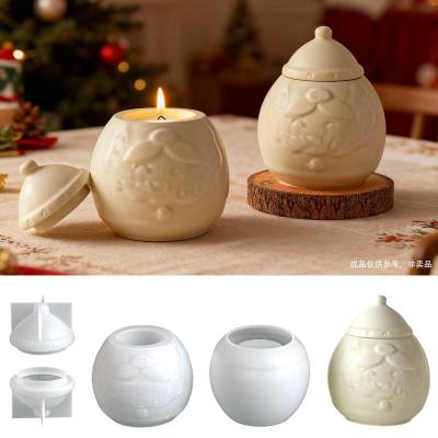 China Big Bearded Santa Claus Storage Can Silicone Mold DIY Aromatherapy Gypsum Candle Cup Dropping Mold for sale