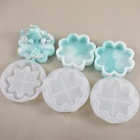 China Drip Glue DIY Resin Gypsum Eight Petal Flower Storage Box, Stacked Music Multi-layer Storage Tank, Silicone Mold for sale