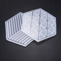 China Crystal Dropper Mold Hexagonal Coaster DIY Hexagonal Inner Triangle Inner Stripe Coaster Silicone Mold for sale