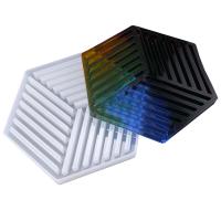 China Crystal Dropper Mold Hexagonal Coaster DIY Hexagonal Inner Triangle Inner Stripe Coaster Silicone Mold for sale