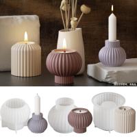 China DIY Crystal Dropper, Three-dimensional Circular Striped Candle Base, Gypsum Candle Holder, Candle Cup, Silicone Mold for sale