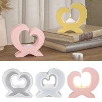 China DIY Aromatherapy Gypsum Cement Love Candlestick Base Jewelry Heart Shaped Candle Stand Decoration Silicone Mold for sale