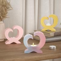 China DIY Aromatherapy Gypsum Cement Love Candlestick Base Jewelry Heart Shaped Candle Stand Decoration Silicone Mold for sale