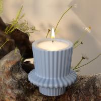 China DIY Drip Glue Resin Geometric Stripe Candle Base Stand Aromatherapy Gypsum Candle Cup Candle Stand Silicone Mold for sale