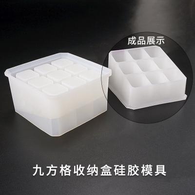 China Crystal Dropper DIY Handmade Nine Grid Lipstick Storage Box Mold Nine Grid Storage Box Silicone Grinder for sale