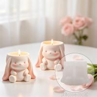 China Ins Cute Drooping Ear Rabbit Candle Holder Silicone Mold 3D Rabbit Aromatherapy Candle Cup Mold Gypsum Potted Plant Mold for sale