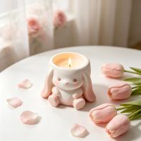 China Ins Cute Drooping Ear Rabbit Candle Holder Silicone Mold 3D Rabbit Aromatherapy Candle Cup Mold Gypsum Potted Plant Mold for sale