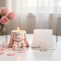 China Ins Cute Drooping Ear Rabbit Candle Holder Silicone Mold 3D Rabbit Aromatherapy Candle Cup Mold Gypsum Potted Plant Mold for sale