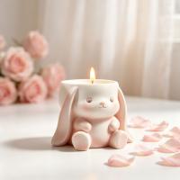 China Ins Cute Drooping Ear Rabbit Candle Holder Silicone Mold 3D Rabbit Aromatherapy Candle Cup Mold Gypsum Potted Plant Mold for sale