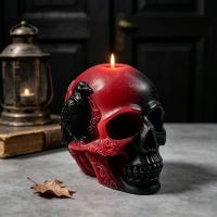 China Cross-border Crow Skull Scented Candle Silicone Mold Halloween Dark-themed DIY Plaster Figurine Handmade Mold for sale