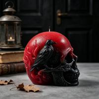 China Cross-border Crow Skull Scented Candle Silicone Mold Halloween Dark-themed DIY Plaster Figurine Handmade Mold for sale