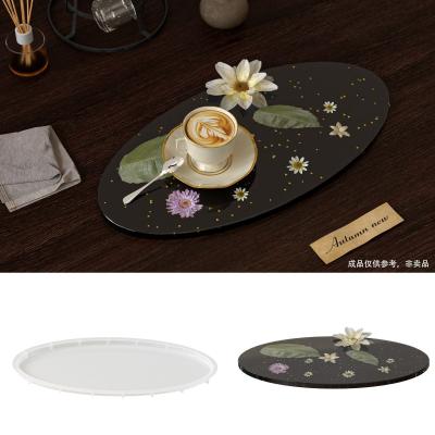 China Elliptical Desk Cup Mat Silicone Mold For Dried Flower Decorations Resin Casting DIY Desk Accessories Mold for sale