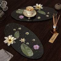 China Elliptical Desk Cup Mat Silicone Mold For Dried Flower Decorations Resin Casting DIY Desk Accessories Mold for sale