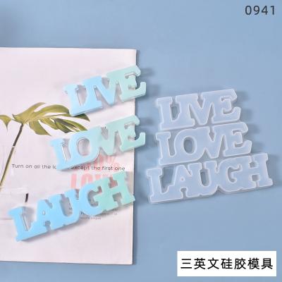 China DIY Crystal Dropping Mold Three English LIVE, LOVE, LAUGH Room Hanging Silicone Mold for sale