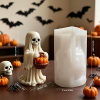 China 3D Skeleton Ghost Basket Pumpkin Candle Silicone Mold DIY Halloween Aromatherapy Gypsum Mold for sale