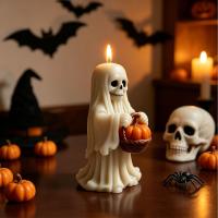 China 3D Skeleton Ghost Basket Pumpkin Candle Silicone Mold DIY Halloween Aromatherapy Gypsum Mold for sale