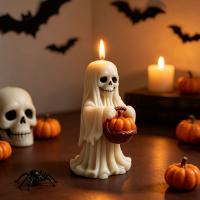 China 3D Skeleton Ghost Basket Pumpkin Candle Silicone Mold DIY Halloween Aromatherapy Gypsum Mold for sale
