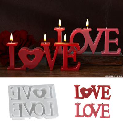 China Aromatherapy Gypsum Candle LOVE English Word DIY Valentine's Day Confession Candle Ornament Silicone Mold for sale