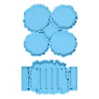 China DIY Dropper Gypsum Coaster Holder Storage Grinding Tool Irregular Four Link Coaster Ornament Silicone Mold for sale