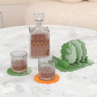 China DIY Dropper Gypsum Coaster Holder Storage Grinding Tool Irregular Four Link Coaster Ornament Silicone Mold for sale