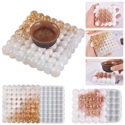 China Drip Glue DIY Magic Ball Round Bead Air Cushion Gypsum Mat Grinding Round Bead Cup Mat Table Hanging Silicone Mold for sale