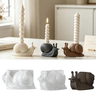 China Creative 3D Snail Candlestick Silicone Mold DIY Small Animal Aromatherapy Candle Base Gypsum Mold for sale
