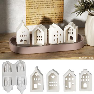 China 4-piece European Style House Decoration Silicone Mold DIY Atmosphere Decoration Lamp Silhouette Small Night Light Gypsum Mold for sale