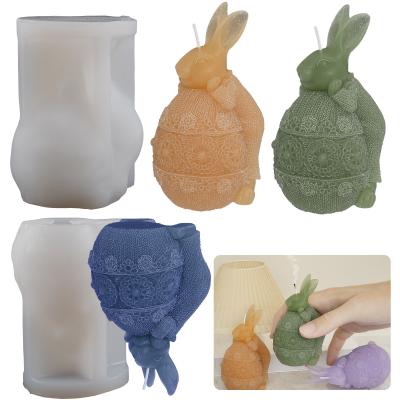 China DIY Drip Glue Resin Gypsum Yarn Flower Ball Rabbit Silicone Mold Reflection Rabbit Aromatherapy Candle Grinding for sale