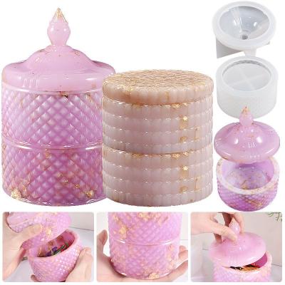 China DIY Drip Glue Diamond Storage Box Square Rectangular Cut Diamond Stacking Music Storage Can Silicone Mold for sale