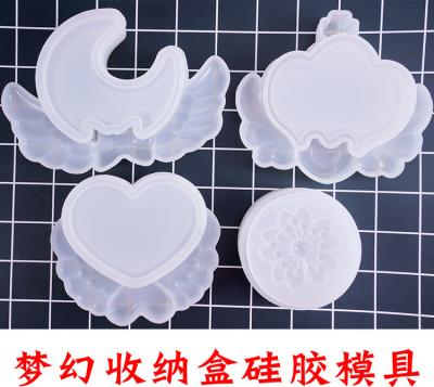 China Crystal Resin Mold DIY Handmade Storage Box, Accessory Box, Heart Crown, Moon, Cherry Blossom Silicone Mold for sale