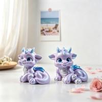 China 3D Sticker Cartoon Dragon Silicone Mold Adorable Baby Dragon Scented Candle Ornament Gypsum Mold for sale