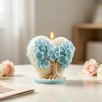 China Three Dimensional Heart-shaped Flower Wishing Tree Candle Mold DIY Aromatherapy Gypsum Home Decoration Silicone Mold for sale